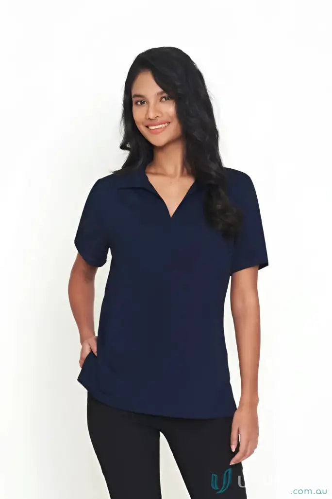 City Collection Ella Short Sleeve Polo Top - 2274. Healthcare Uniforms – UNIFORMS.COM.AU