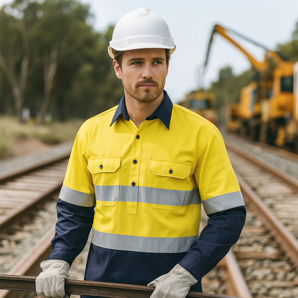 Hybrid Shirt With CSR Tape Orange Black Work Uniform – UNIFORMS.COM.AU