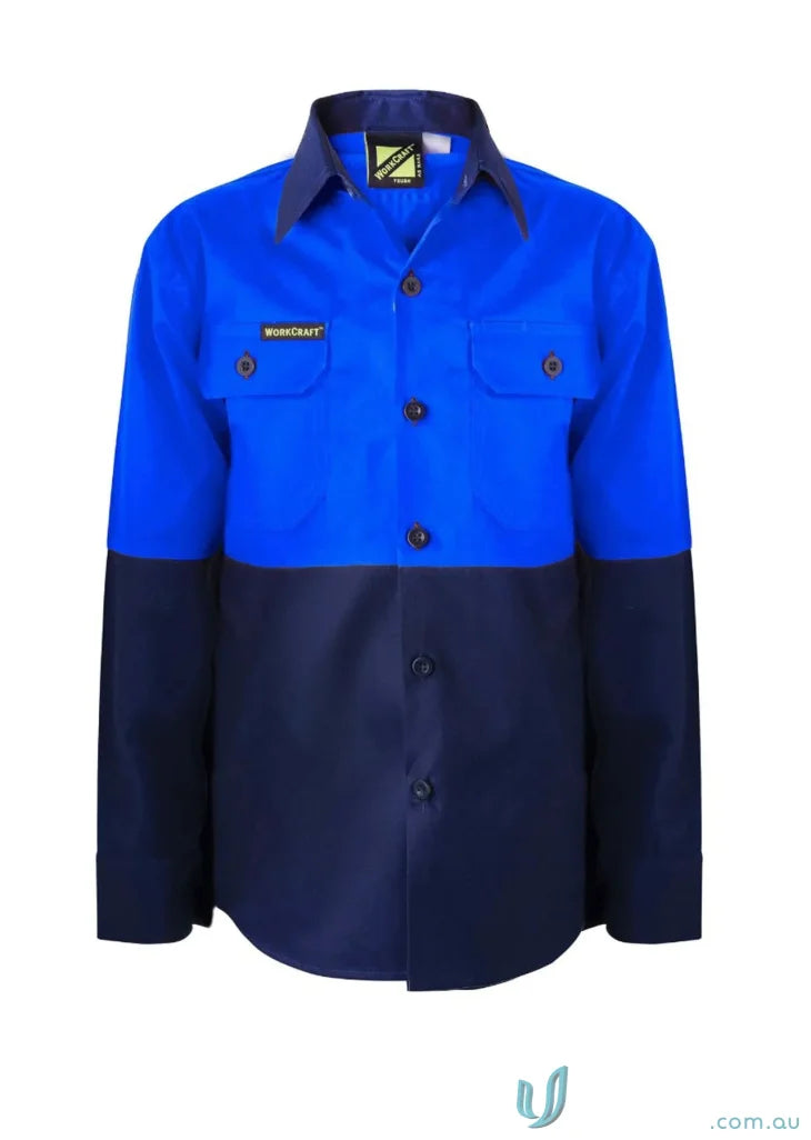 Workcraft Kids Two Tone LS Shirt (WSK128) School Uniforms – UNIFORMS.COM.AU