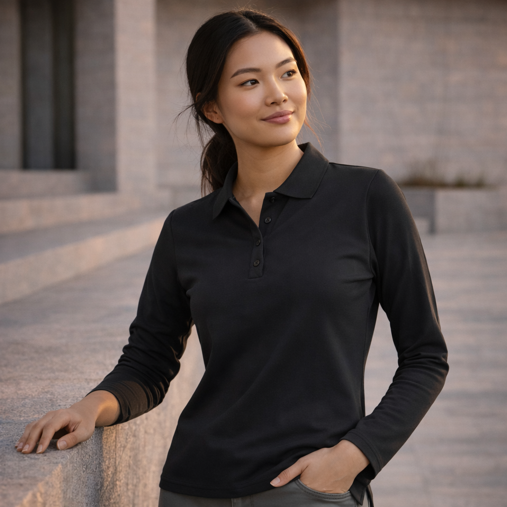 Biz Collection Ladies LS Crew Polo (P400LL) - Comfortable Workwear ...